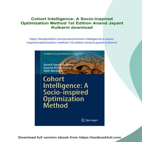Cohort Intelligence: A Socio-inspired Optimization Method 1st Edition ...