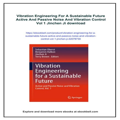 Vibration Engineering For A Sustainable Future Active And Passive Noise ...