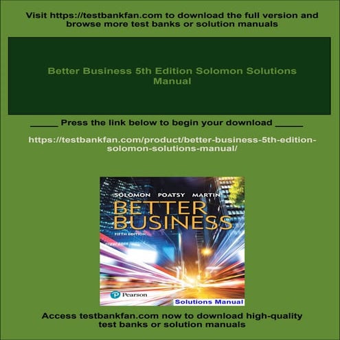 Better Business 5th Edition Solomon Solutions Manual | PDF