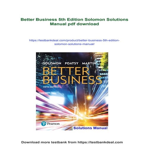 Better Business 5th Edition Solomon Solutions Manual | PDF