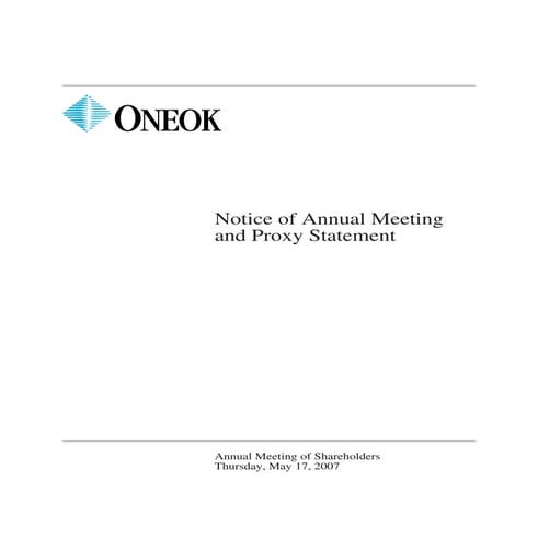 oneok 2007 Proxy Statement | PDF