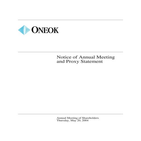 oneok 2004 Proxy Statement | PDF