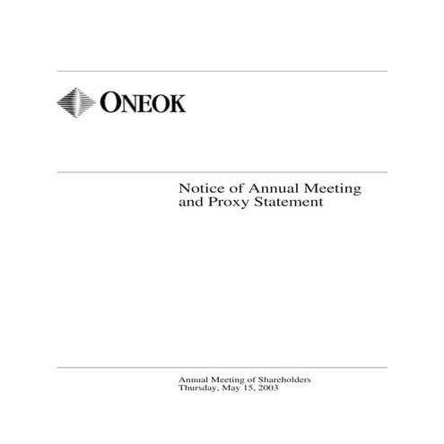 oneok 2003 Proxy Statement | PDF
