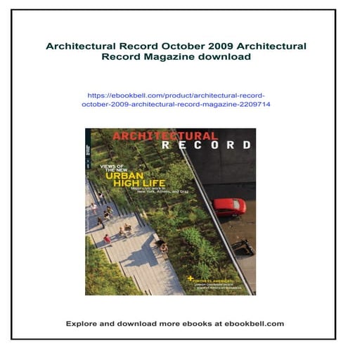 Architectural Record October 2009 Architectural Record Magazine | PDF