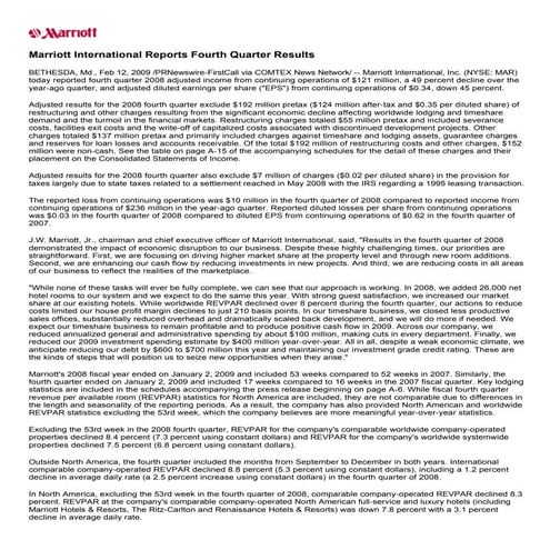 Marriott International Reports Fourth Quarter Results | PDF
