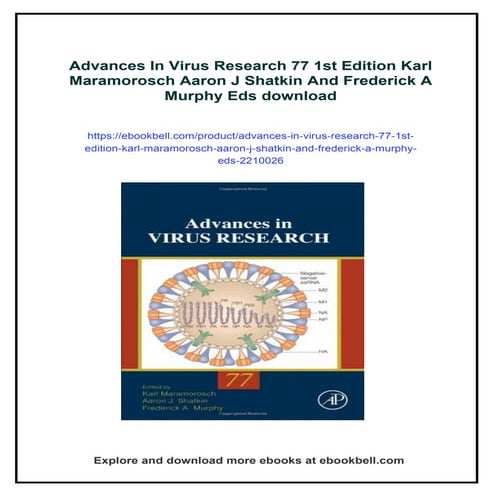 Advances In Virus Research 77 1st Edition Karl Maramorosch Aaron J ...