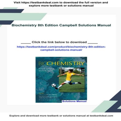 Biochemistry 8th Edition Campbell Solutions Manual | PDF