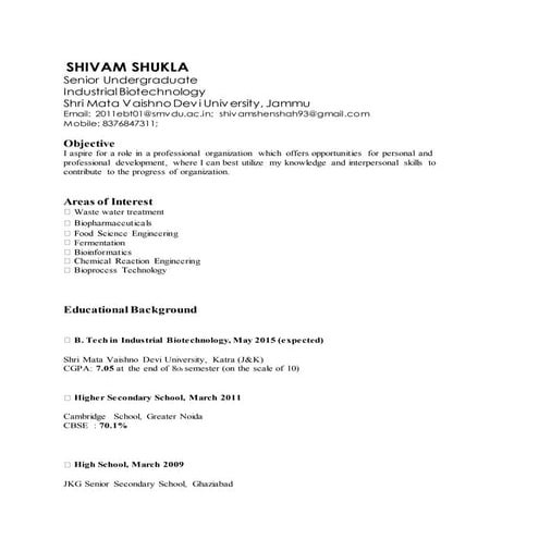 Shivam Resume Danish | PDF