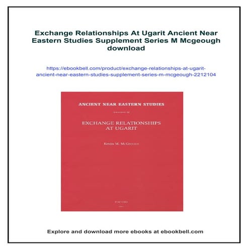 Exchange Relationships At Ugarit Ancient Near Eastern Studies ...
