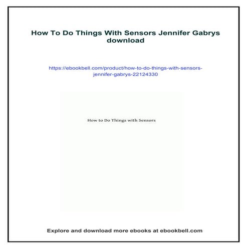 How To Do Things With Sensors Jennifer Gabrys | PDF