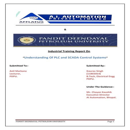 Training Report on PLC SCADA and AUTOMATION | DOCX