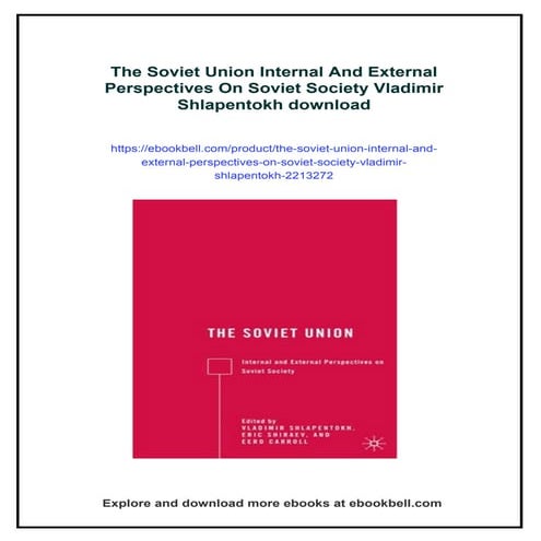 The Soviet Union Internal And External Perspectives On Soviet Society ...