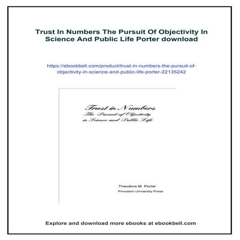Trust In Numbers The Pursuit Of Objectivity In Science And Public Life Porter | PDF