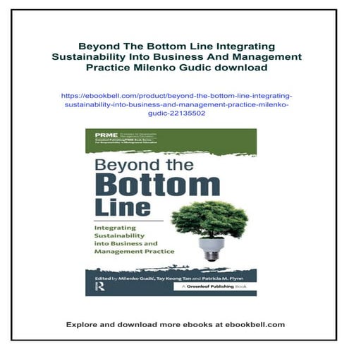 Beyond The Bottom Line Integrating Sustainability Into Business And Management Practice Milenko ...