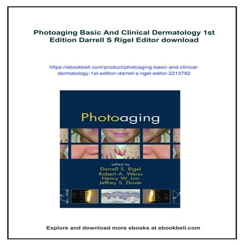Photoaging Basic And Clinical Dermatology 1st Edition Darrell S Rigel Editor | PDF