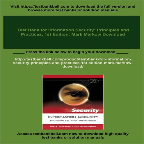 Test Bank for Information Security: Principles and Practices, 1st ...