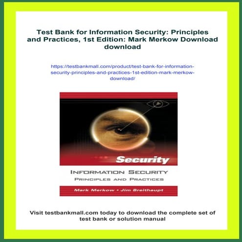 Test Bank for Information Security: Principles and Practices, 1st ...