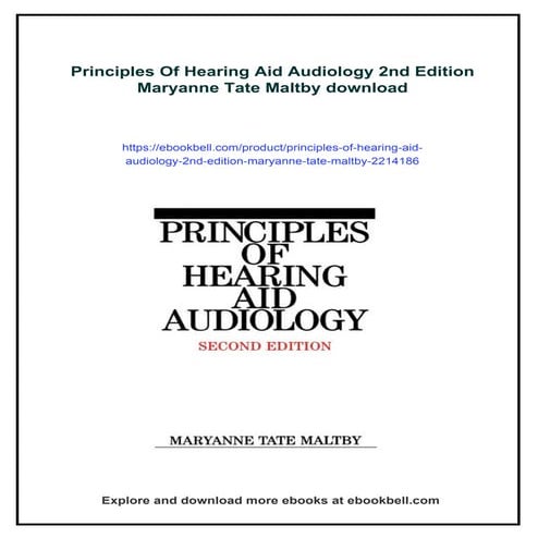 Principles Of Hearing Aid Audiology 2nd Edition Maryanne Tate Maltby | PDF