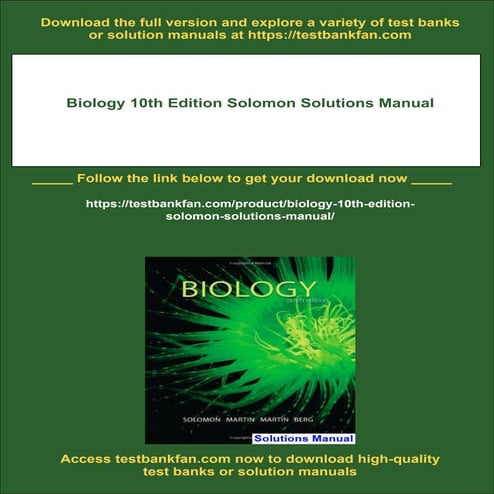 Biology 10th Edition Solomon Solutions Manual | PDF