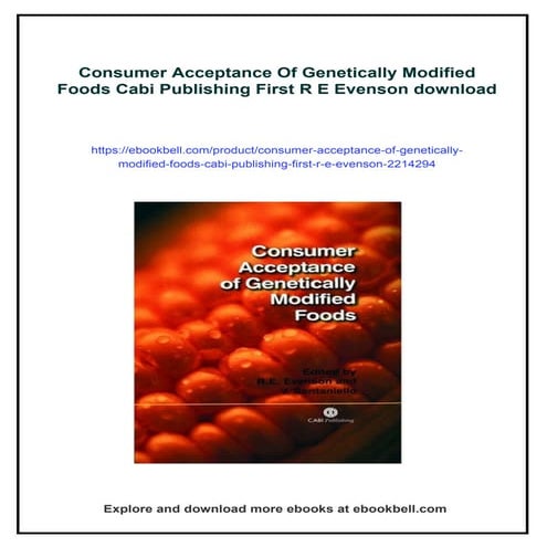 Consumer Acceptance Of Genetically Modified Foods Cabi Publishing First ...