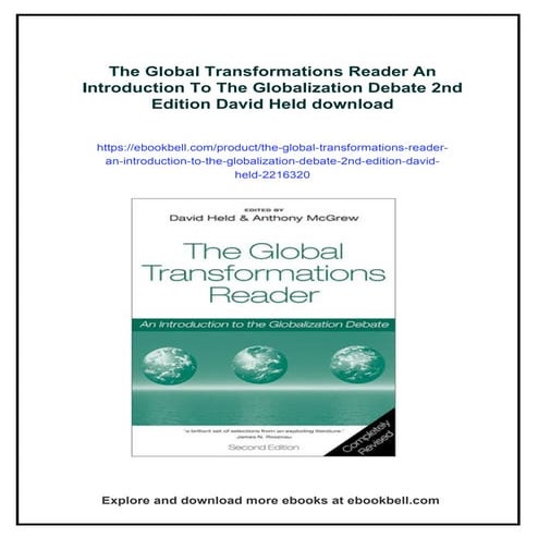 The Global Transformations Reader An Introduction To The Globalization Debate 2nd Edition David ...