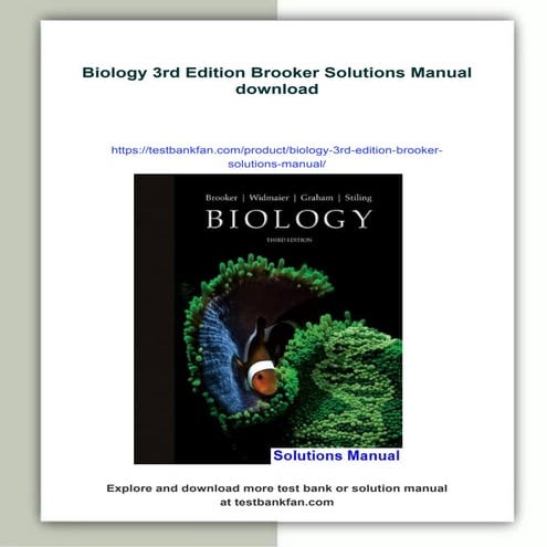Biology 3rd Edition Brooker Solutions Manual | PDF