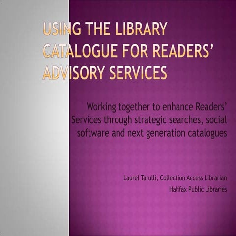 Using The Library Catalogue As An Ra Tool | PPTX