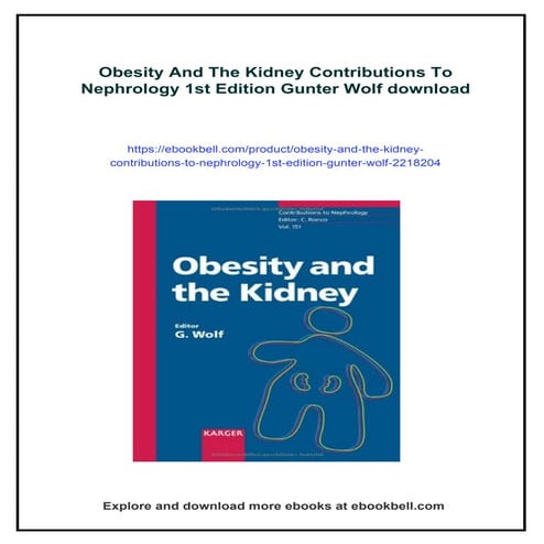 Obesity And The Kidney Contributions To Nephrology 1st Edition Gunter ...
