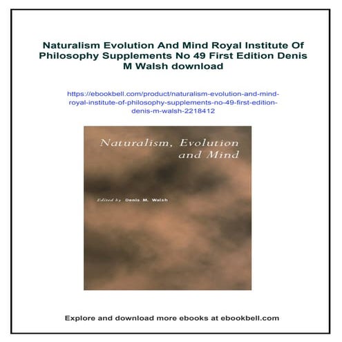 Naturalism Evolution And Mind Royal Institute Of Philosophy Supplements ...