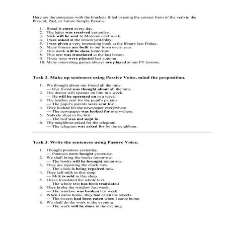 engish passive voice exercises home wdocx | DOCX