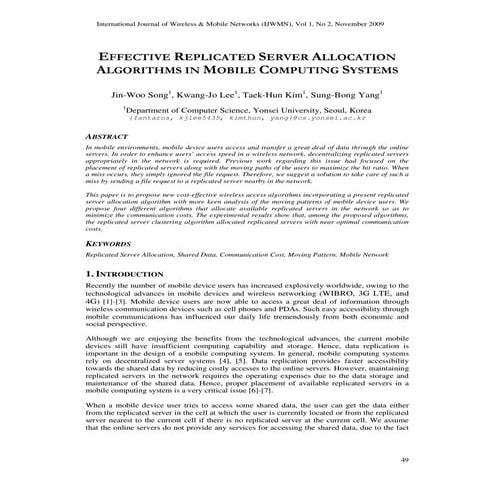 Effective Replicated Server Allocation Algorithms In Mobile Computing