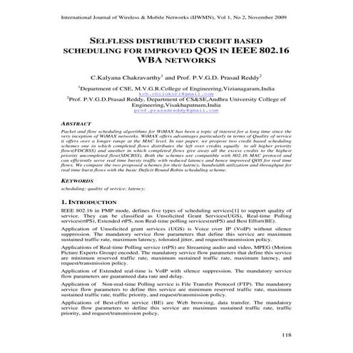 Selfless Distributed Credit Based Scheduling For Improved Qos In Ieee 802 16 Wba Networks Pdf