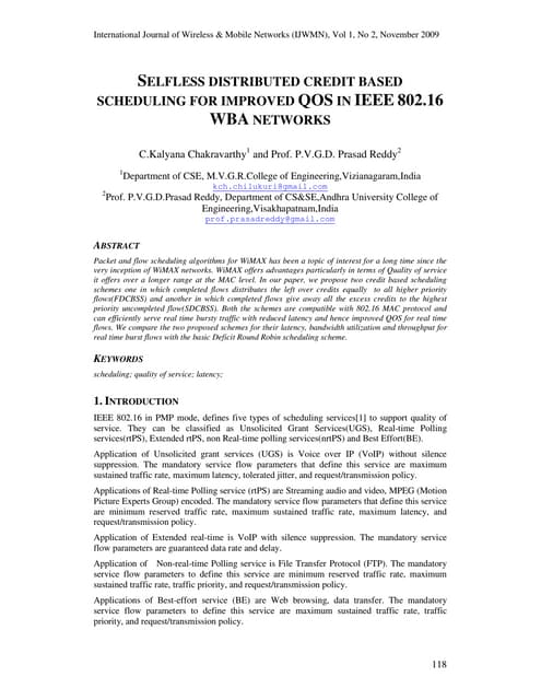 Selfless Distributed Credit Based Scheduling For Improved Qos In Ieee 802 16 Wba Networks Pdf