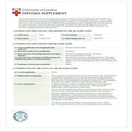 Diploma Supplement 1 | PDF
