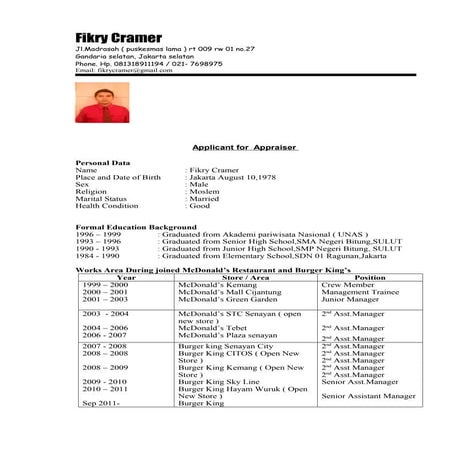 MY CV-1 | DOC | Business Administration | Business