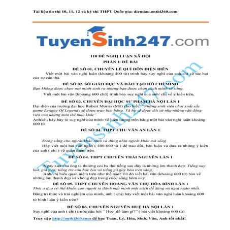 110 de nghi luan xa hoi chon loc co loi giai chi tiet | PDF