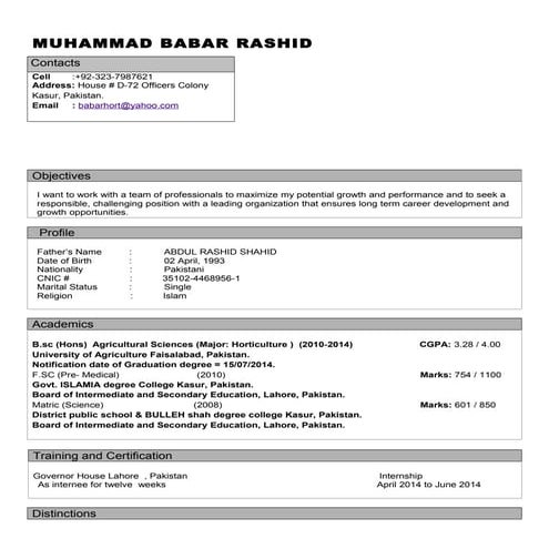 C.v by M.Babar Rashid | DOC