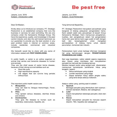 Introduction Letter Pest, Rodent, & Termite Control | PDF