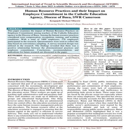 Human Resource Practices and their Impact on Employee Commitment in the Catholic Education ...