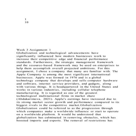 110Week 3 Assignment 1Globalization and te | PDF | Free Download