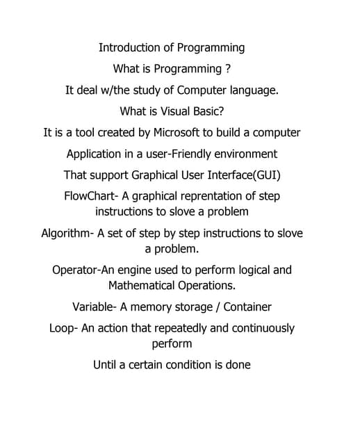 Introduction Of Programming Docx Programming Languages Computing 9311