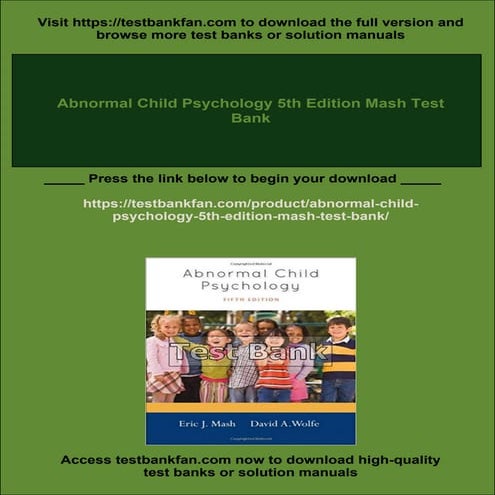 Abnormal Child Psychology 5th Edition Mash Test Bank | PDF