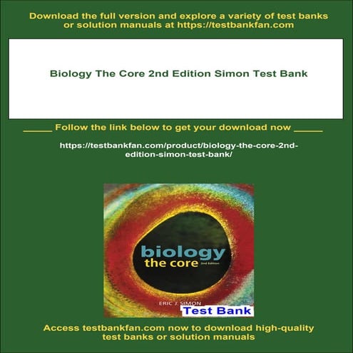 Biology The Core 2nd Edition Simon Test Bank | PDF