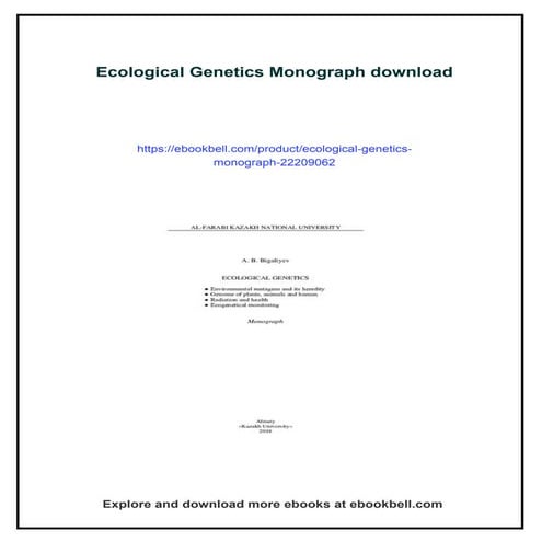 Download full ebook of Ecological Genetics Monograph instant download ...