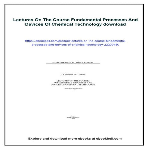 Lectures On The Course Fundamental Processes And Devices Of Chemical Technology | PDF