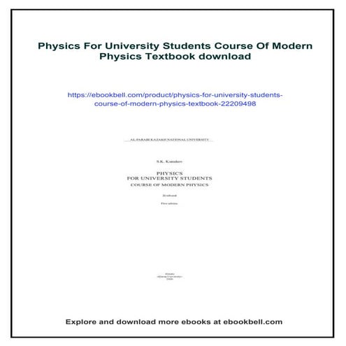 Physics For University Students Course Of Modern Physics Textbook | PDF