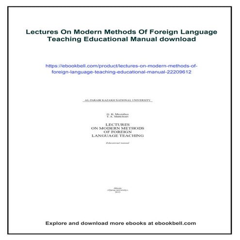 Lectures On Modern Methods Of Foreign Language Teaching Educational ...