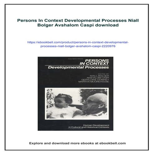 Persons In Context Developmental Processes Niall Bolger Avshalom Caspi | PDF