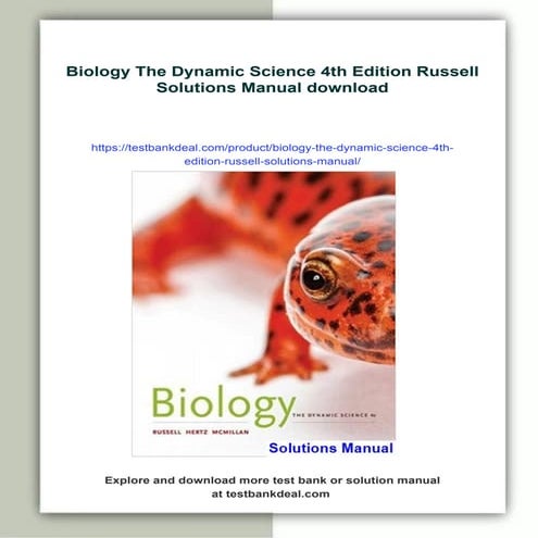 Biology The Dynamic Science 4th Edition Russell Solutions Manual | PDF