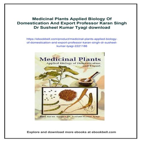 Medicinal Plants Applied Biology Of Domestication And Export Professor ...
